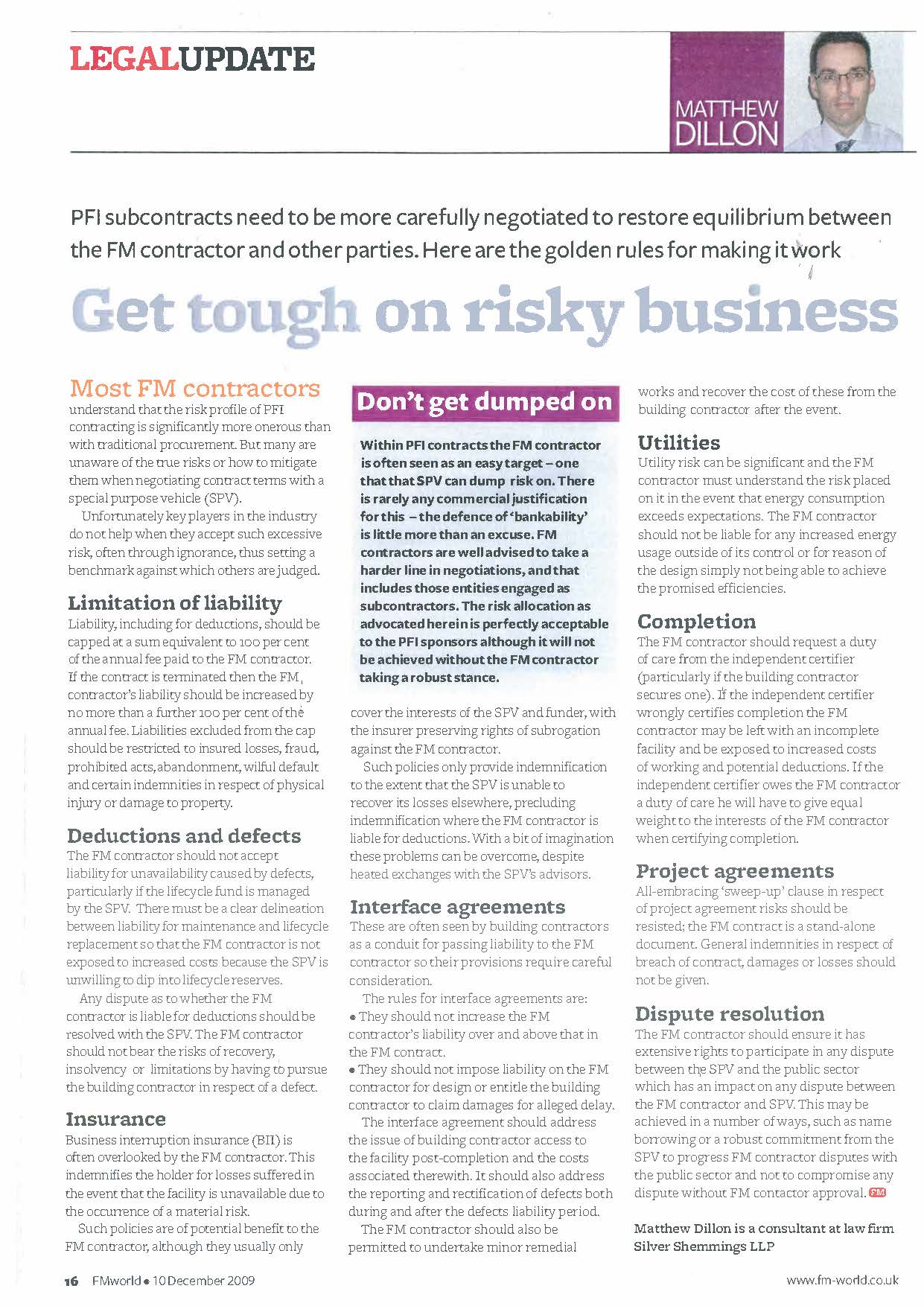 Matthew Dillon writes in FM World | MJD Solicitors